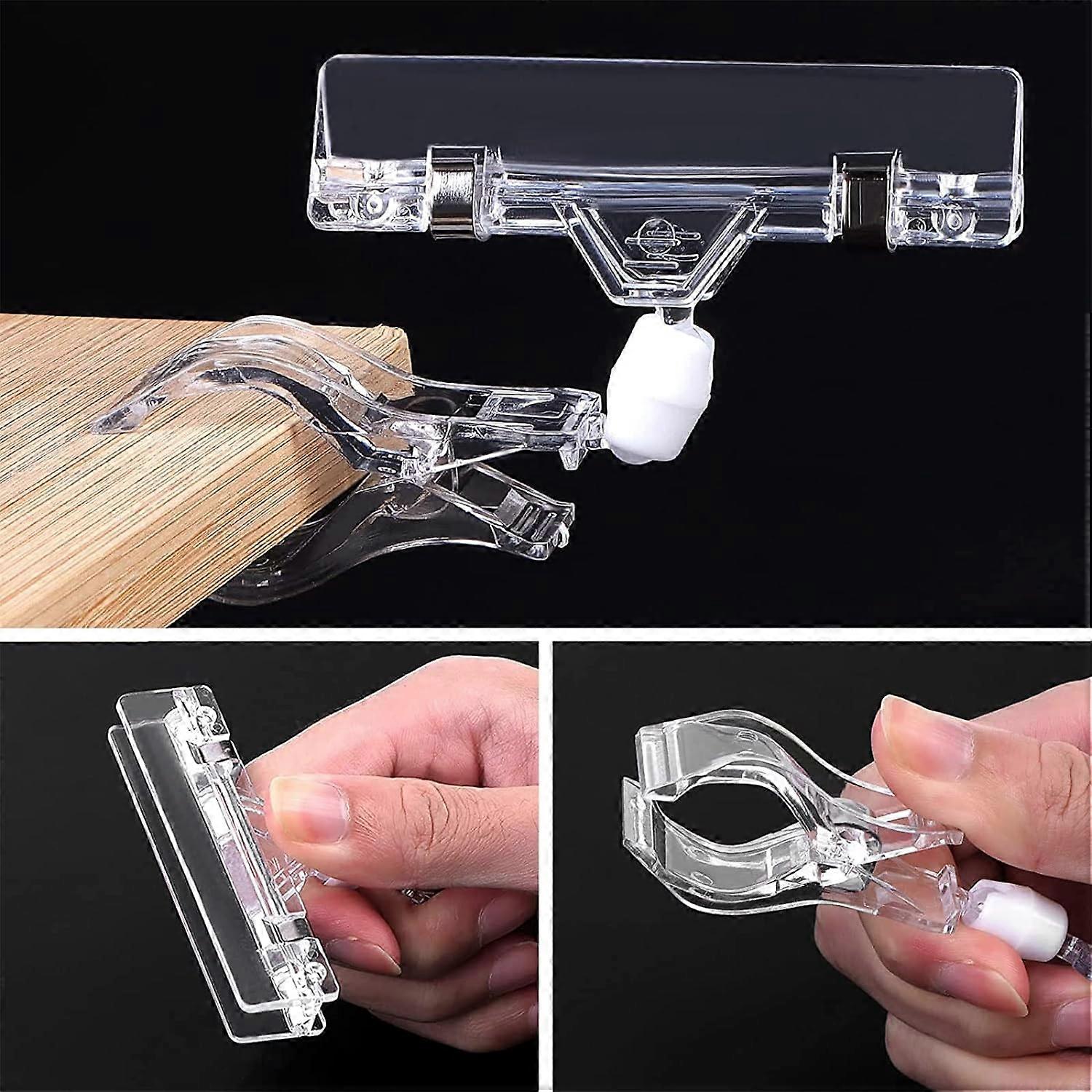 10 Pcs Label Holders Sign Clip, Plastic Clear Rotatable Sign Clips ...