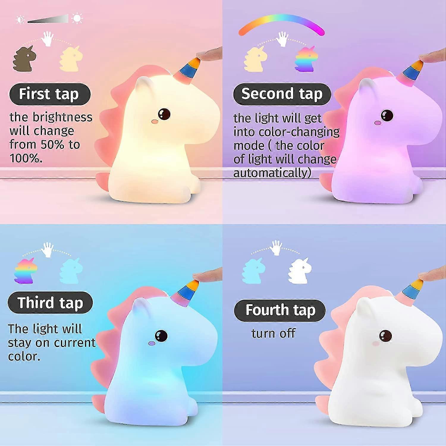 Unicorn Night Light For Kids, 16 Color Cute Kids Night Light, Unicorns ...