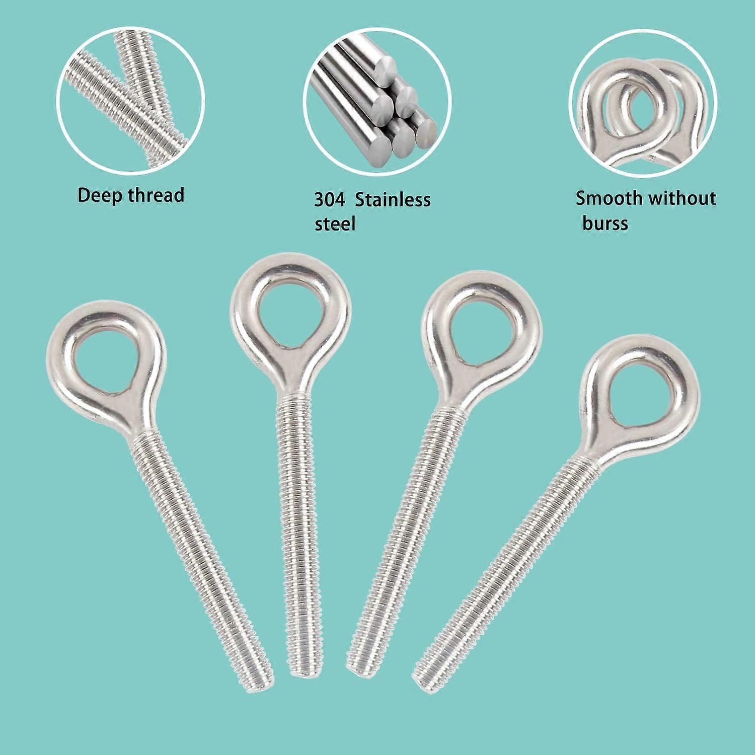 M6 304 Stainless Steel Eye Bolt Closed Screw Thread Rod Ring Bolt 10 ...