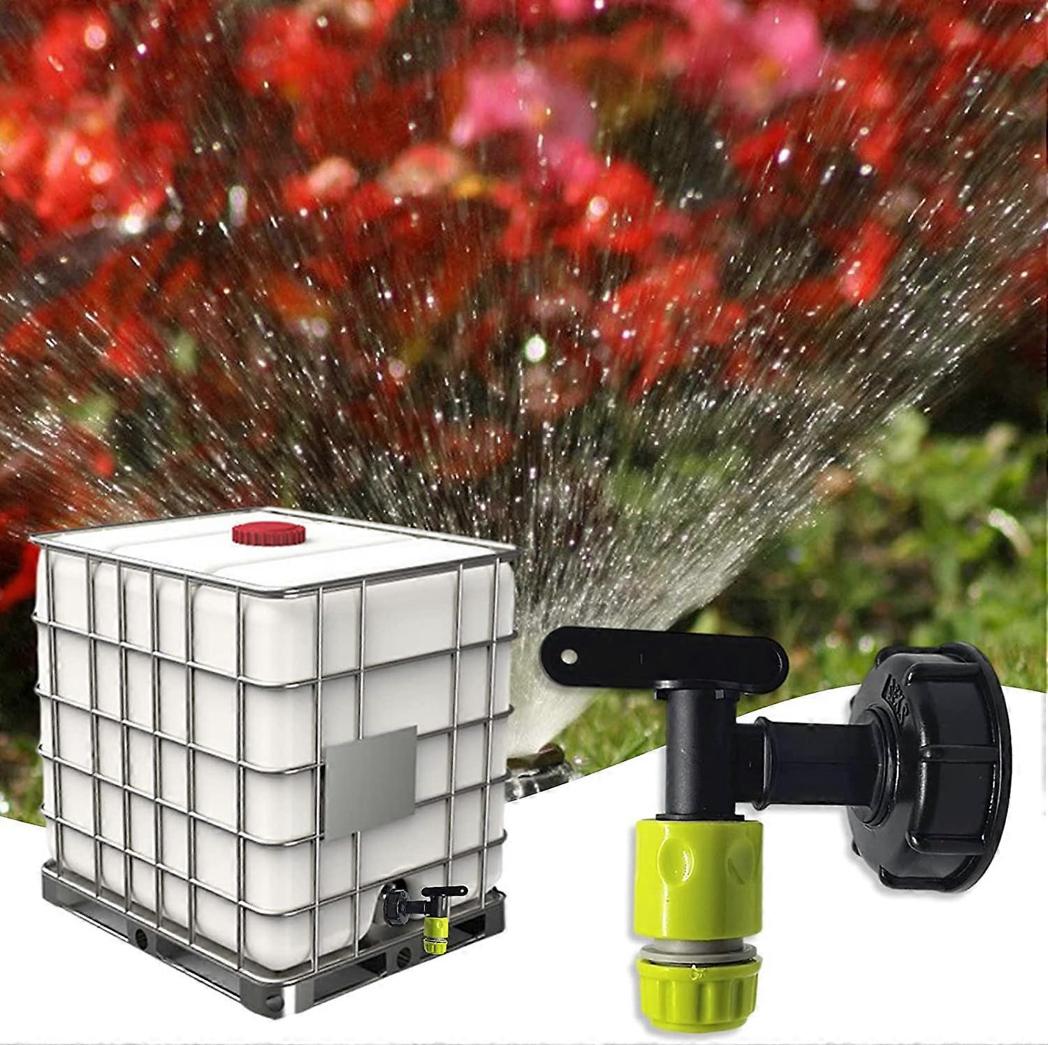 1000L Plastic Tank Faucet with Garden Hose Connector, IBC Tank Faucet ...