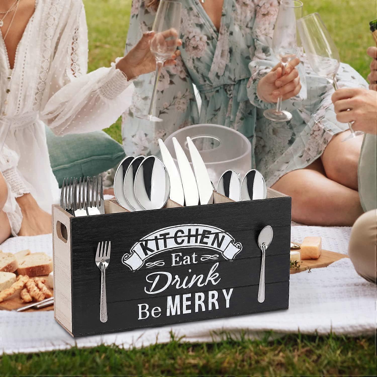 Wooden cutlery holder, cutlery basket table, cutlery container 4 ...