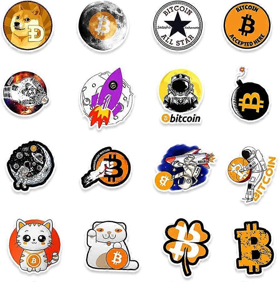 50Pcs Bitcoin Stickers Dogecoin Vinyl Waterproof Decals for Laptop ...