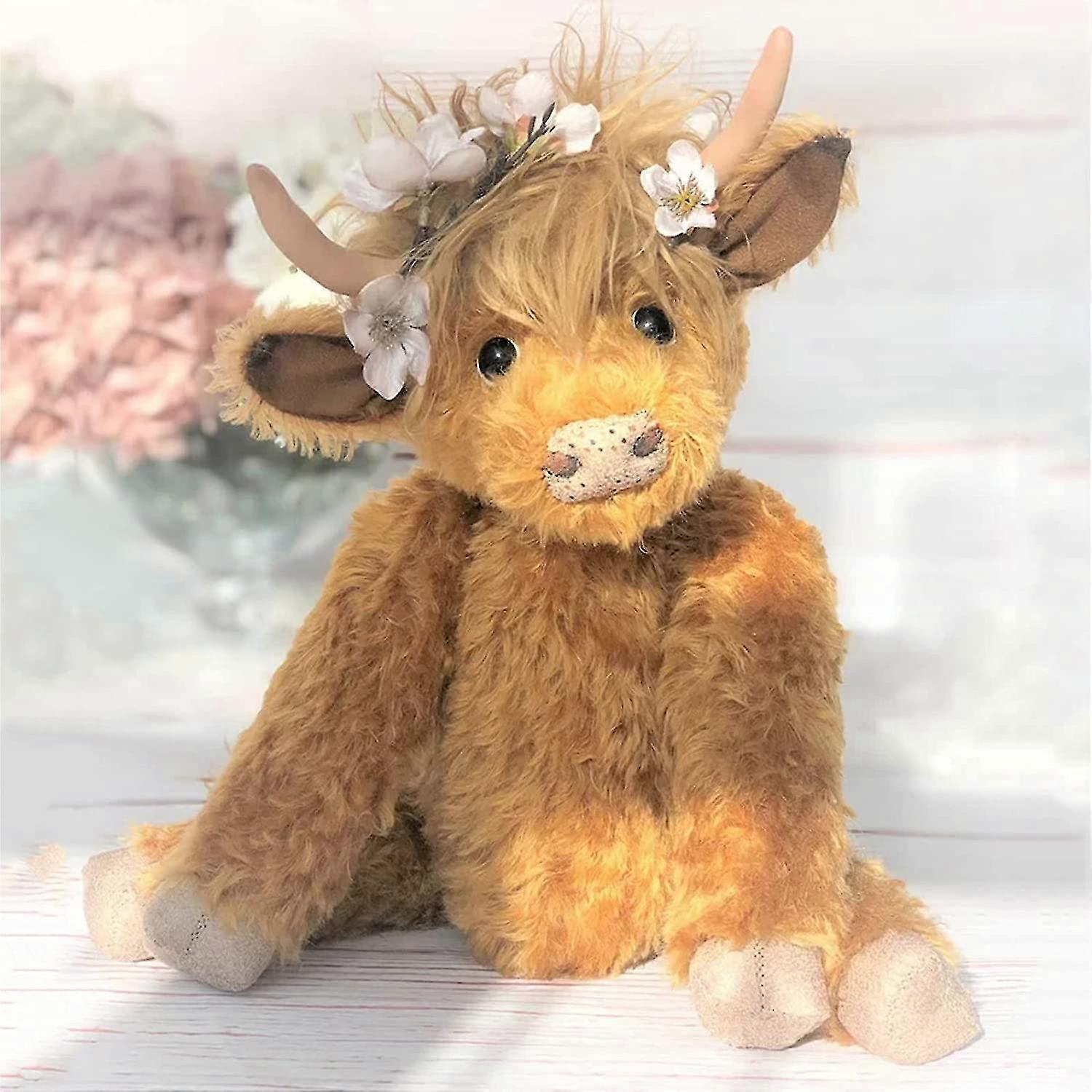 Highland Cow Plush Toy, 10 Inch Realistic Highland Cattle Simulation ...