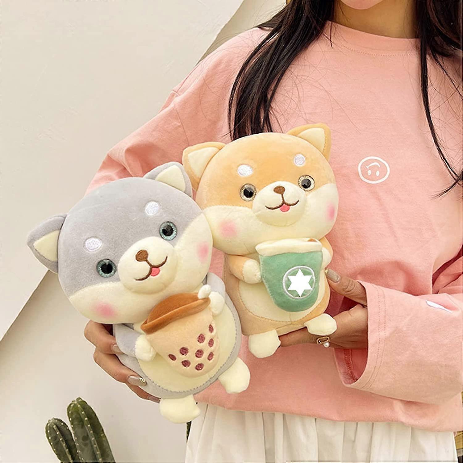 9 Inch Dog Plushie Stuffed Animal With - Kawaii Cute Bubble Milk Tea ...