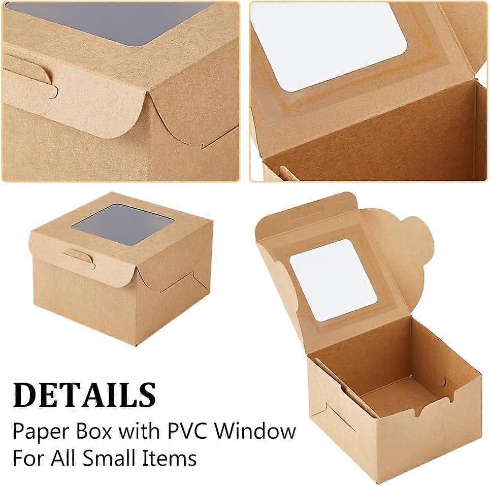 Square Kraft Paper Storage Gift Boxes Visible Winbow Gift Packaging ...