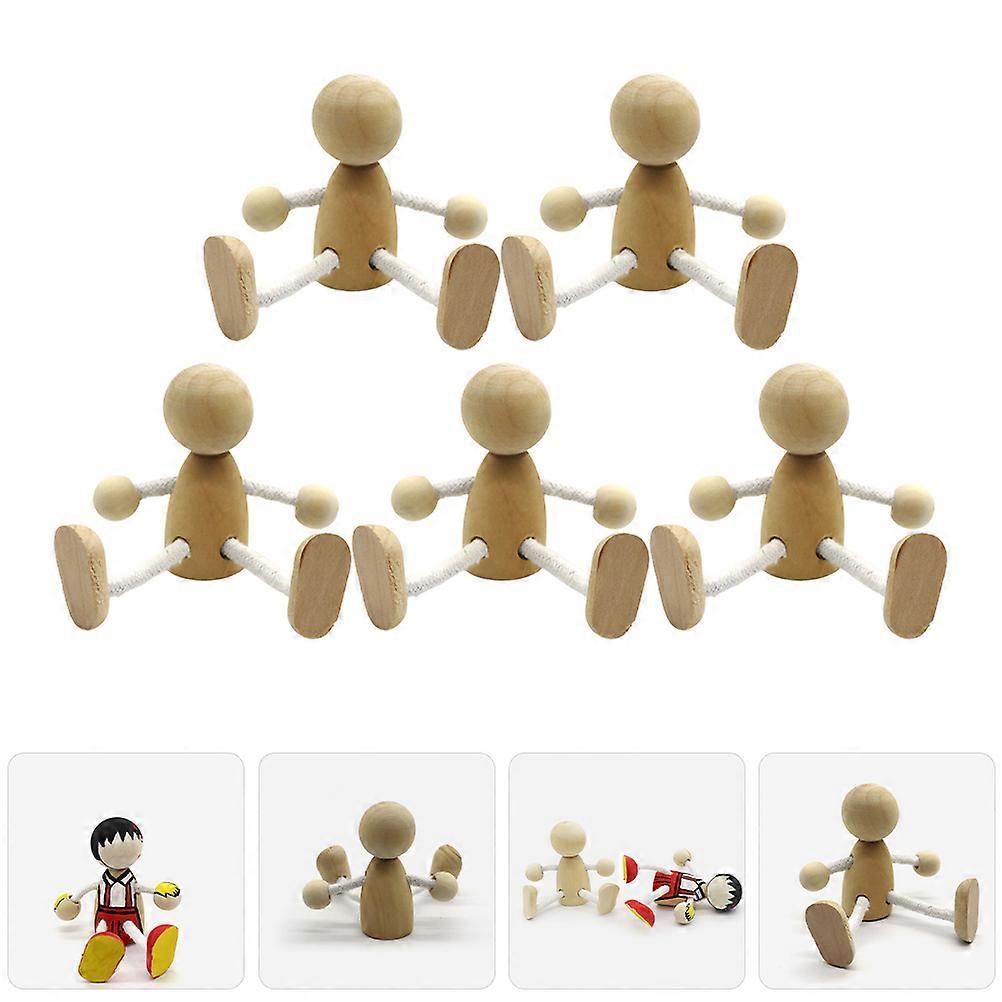 6Pcs Wood Peg Dolls Movable Leg Arm Doll Cute Wooden Doll Desktop ...