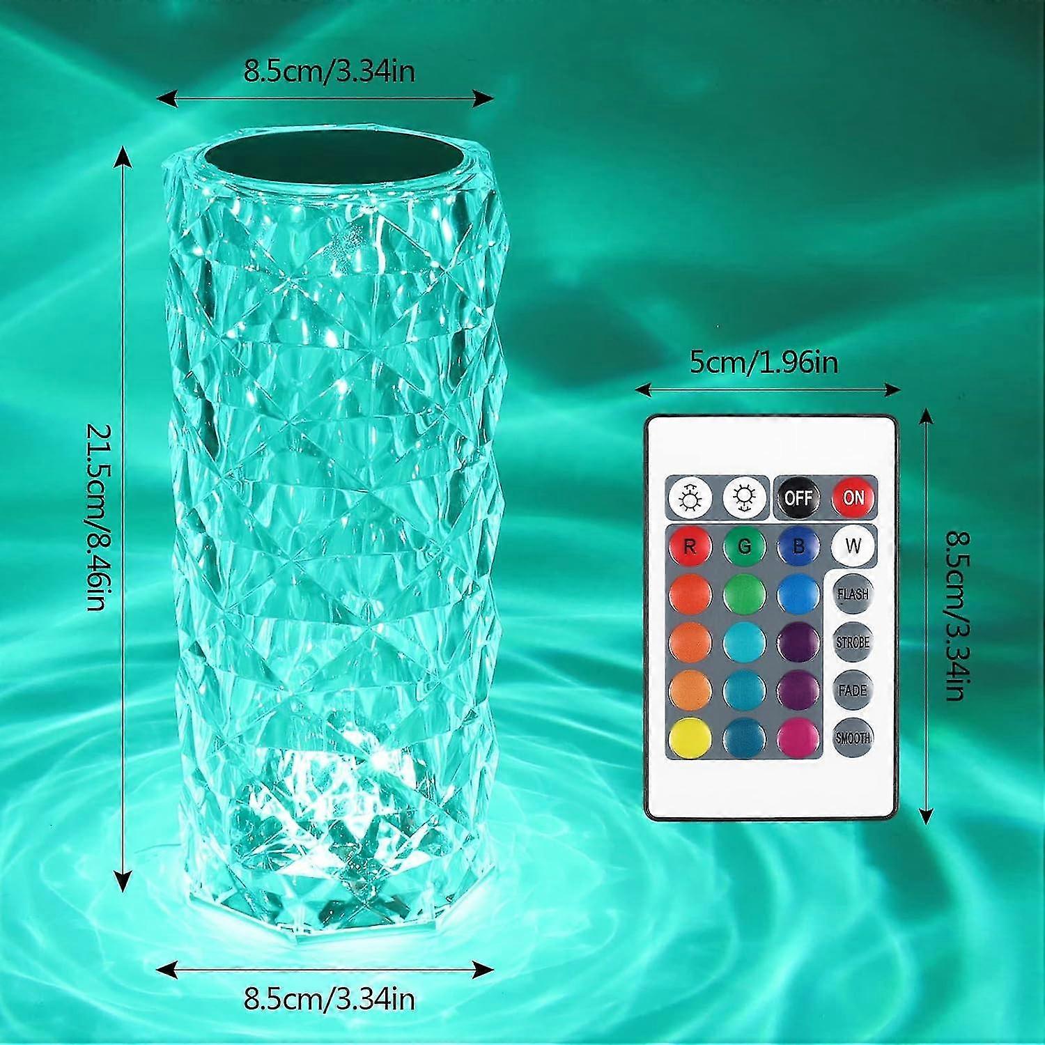 Crystal Table Lamp - Led Diamond Table Lamp With 16 Colors ...