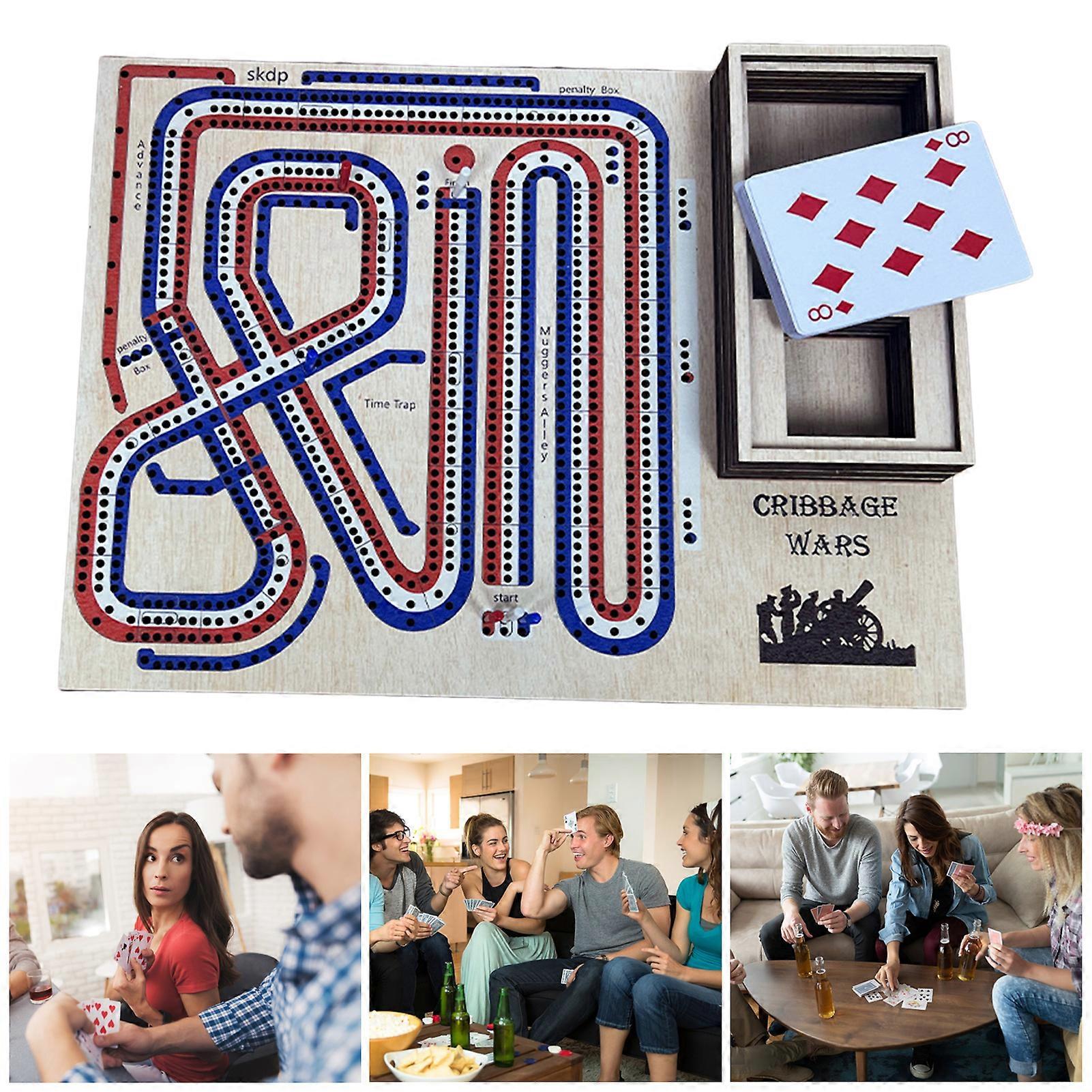 Cribbage Wars Board Game,2025 Wooden Cribbage Board Game Set Traps ...