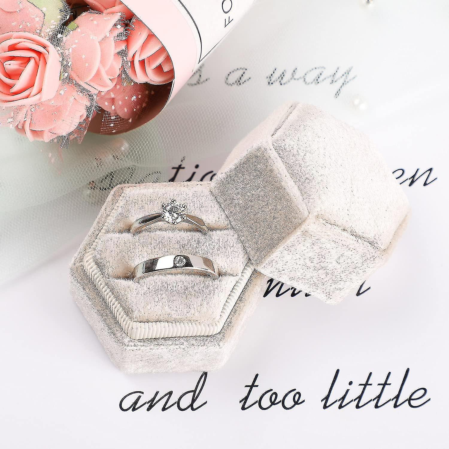 New Hexagonal Velvet Flannel Ring Box Jewellery Box With Removable Lid ...