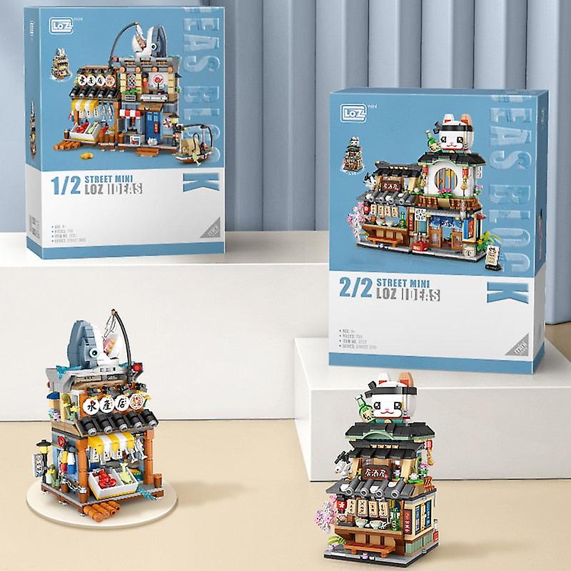 Loz 1231 1232 mini building blocks toys japanese drink bar street view assembly brick gift ...