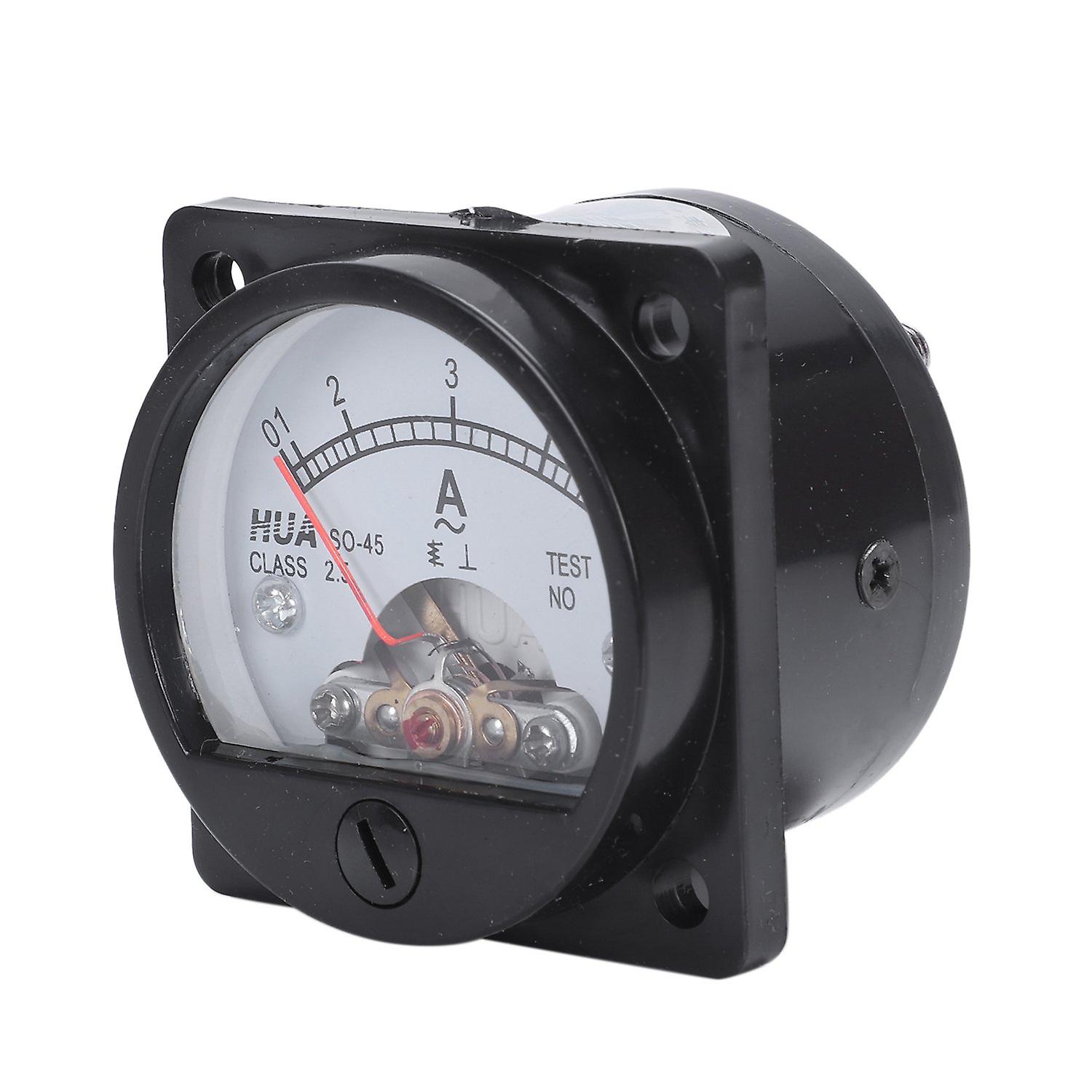 2.5 Accuracy AC 0-5A Analog Panel Round Meter Ammeter Meter Black ...
