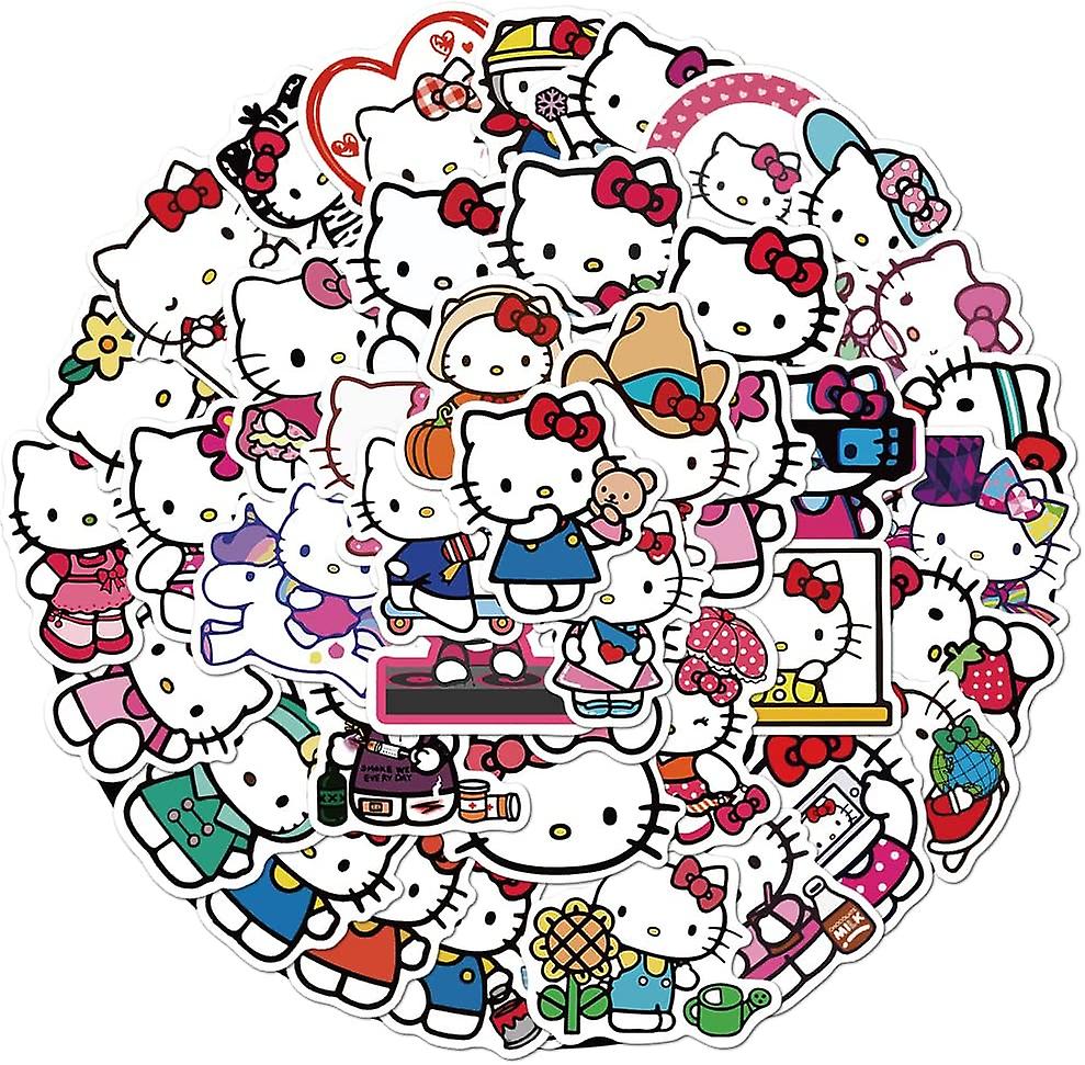 50pcs Hello Kitty Stickers Pack Kitty White Theme Waterproof Sticker ...
