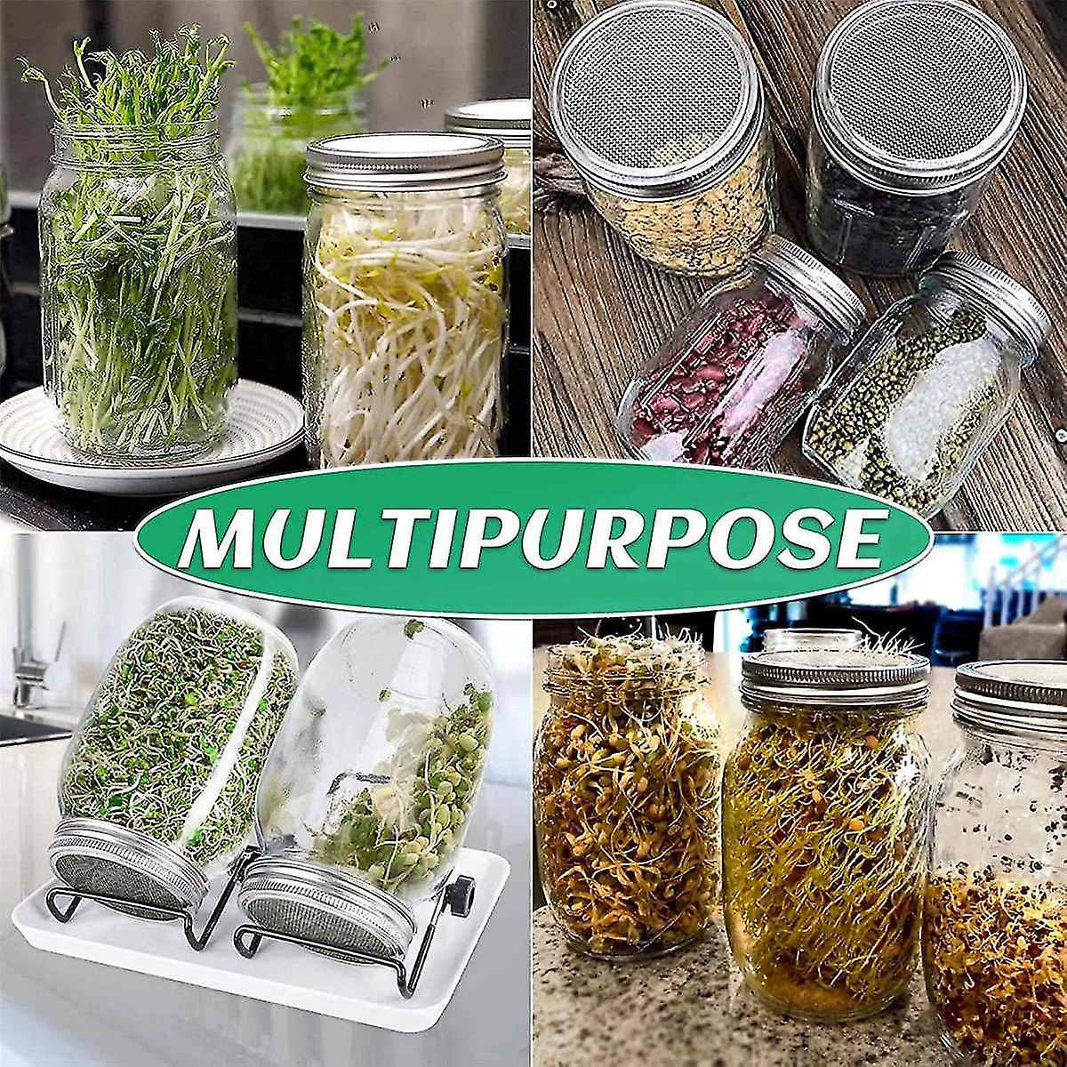 Seed Sprouting Jar Kit with 2 Wide Mouth Jars Bean Sprouts Growing Kit ...