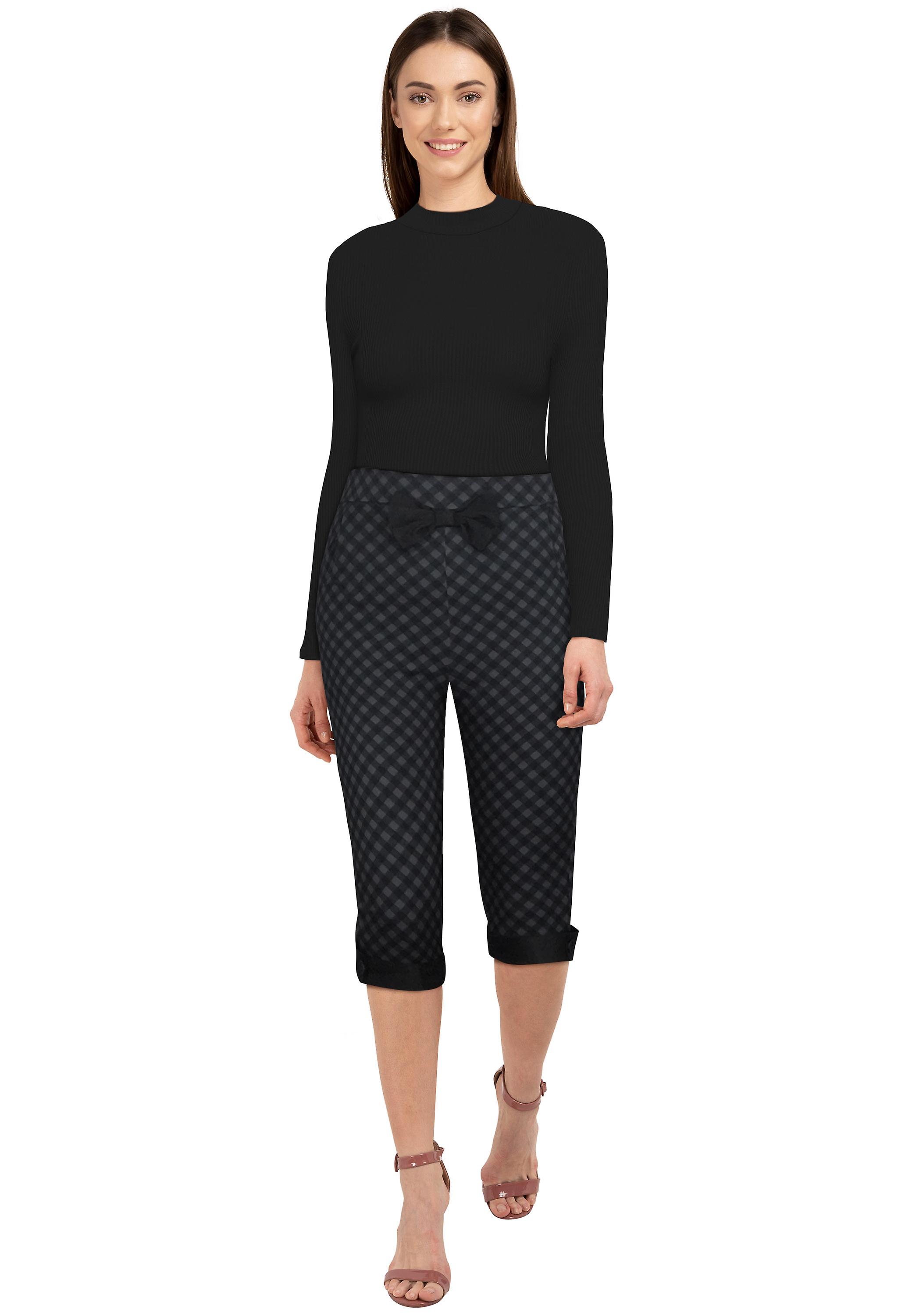 Chic Star Plus Size Bow Retro Pants In Gray/Black | Fruugo ZA