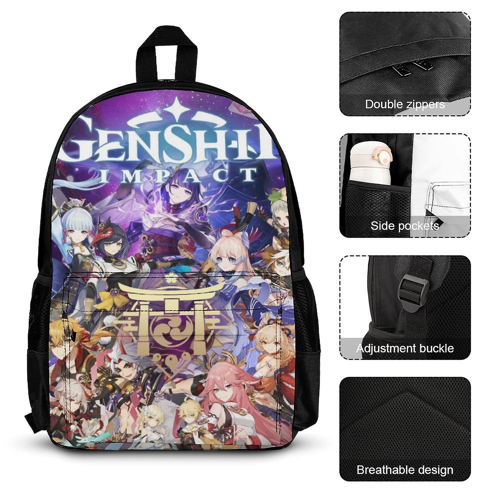 Genshin Impact Backpack 3 Piece Set Laptop Backpack with Pencil Case ...