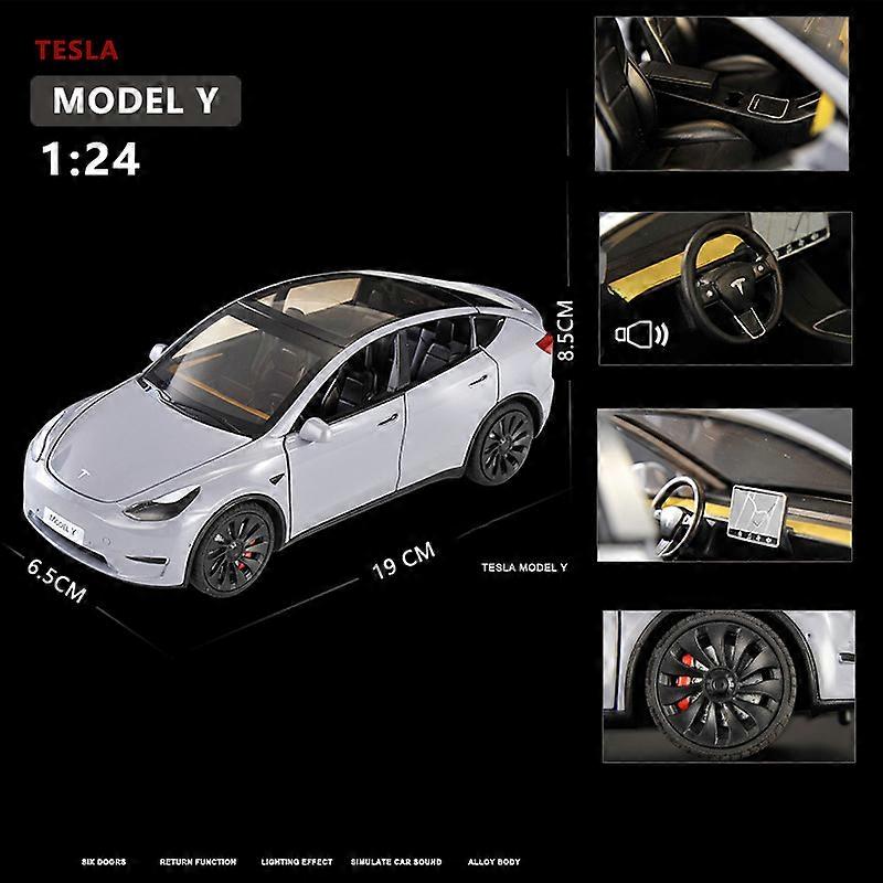 New 1:24 Tesla Model Y Model 3 With Charging Pile Alloy Car Die Cast ...