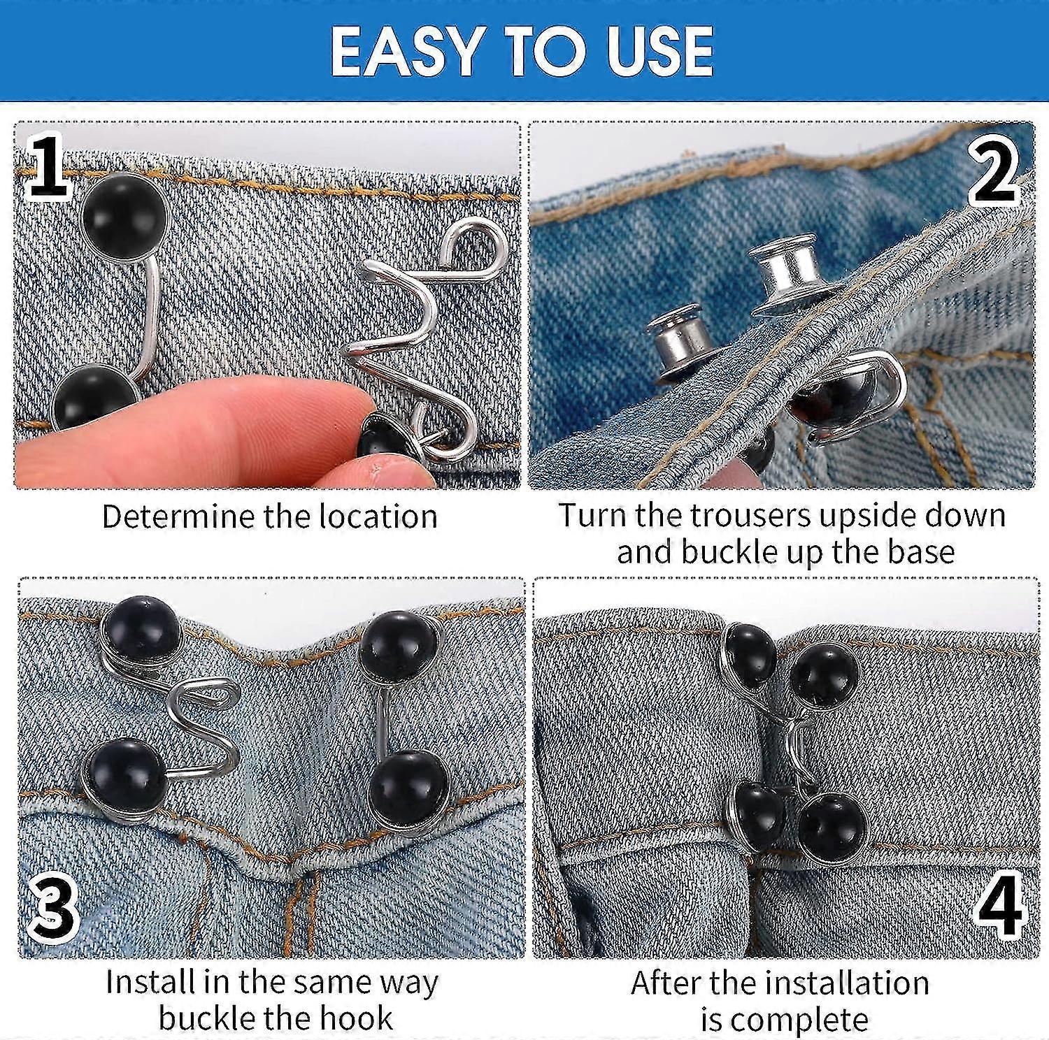 (black) 2 Pack Adjustable And Detachable Waist Stretchers For Pants ...