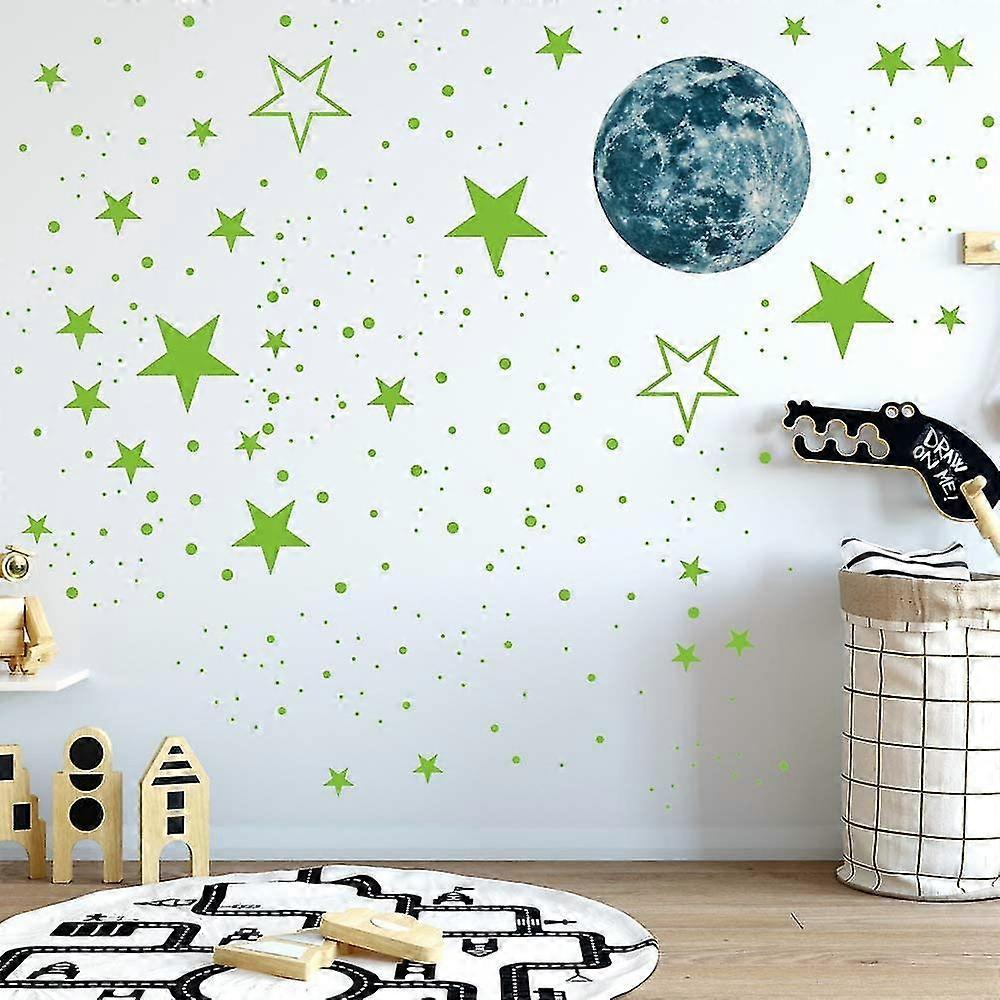 Moon And Stars Shine In The Dark, Bright Wall Stickers, Fluorescent ...