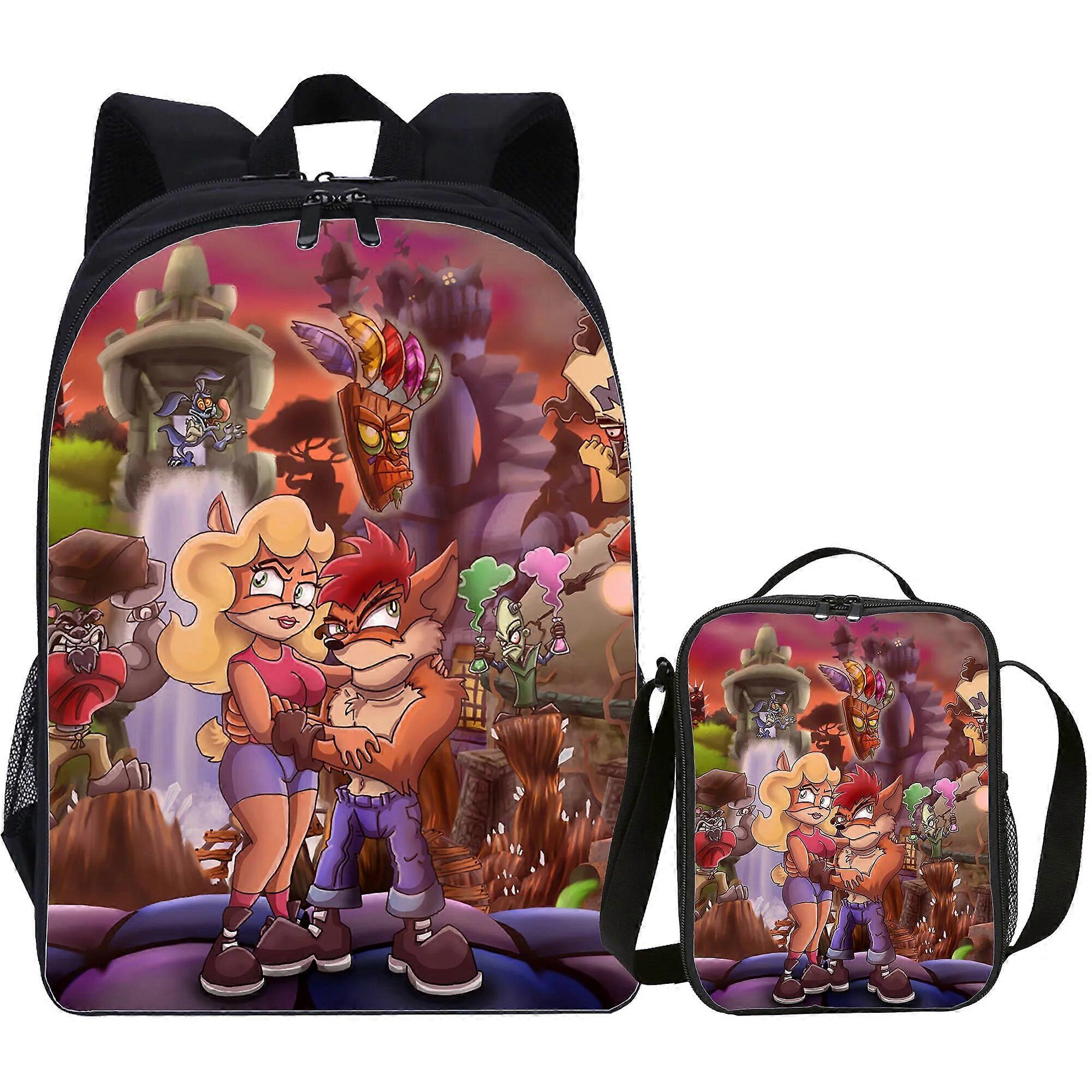 Crash Bandicoot Backpack Boys Girls School Backpack with Lunch Box Kids ...