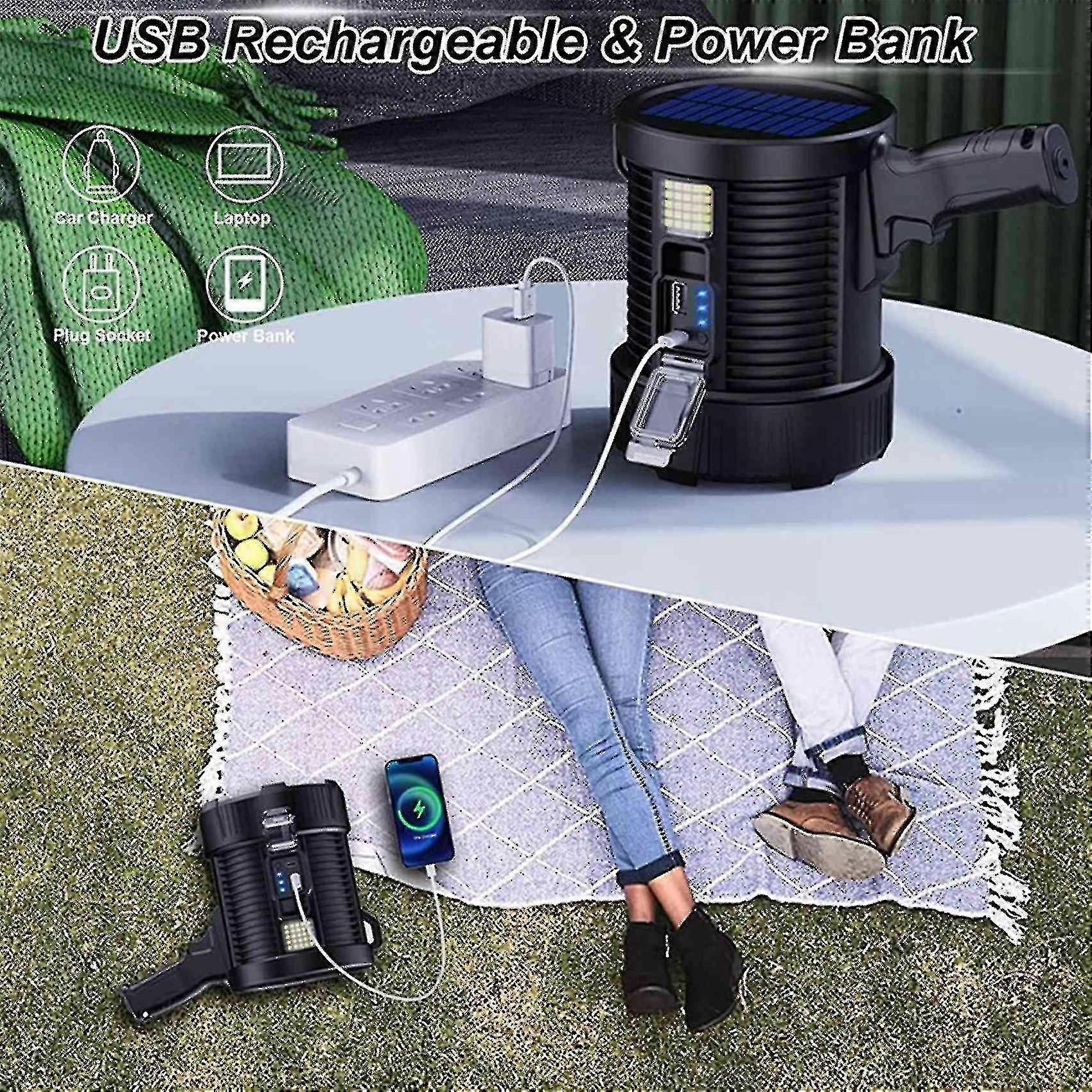 Rechargeable Spotlight,100000 Lumens Led Spot Lights Handheld Flashlight Super Outdoor Solar ...