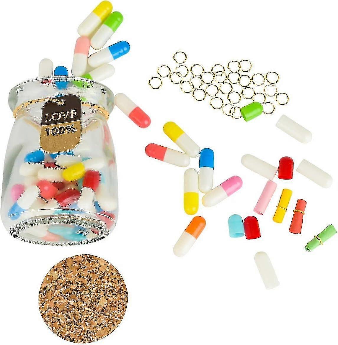 50pcs Love Capsules In A Glass Bottles Cute Message Capsules Pills For ...