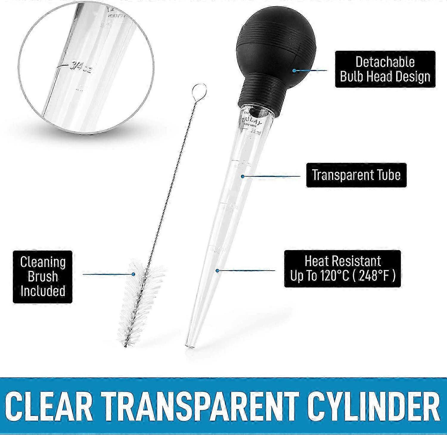 (Large) Turkey Baster with Cleaning Brush - Food Grade Syringe Baster ...