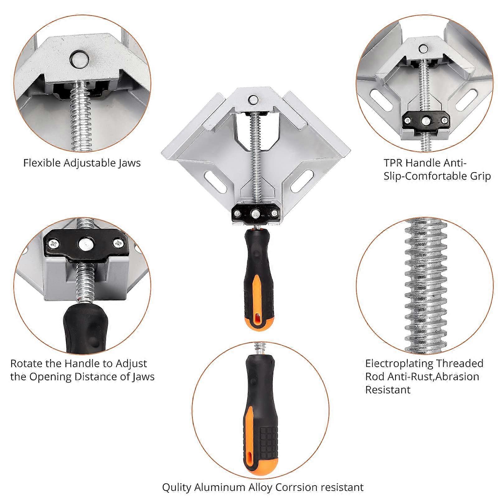 90 Degree Right Angle Clamp, 2pcs Aluminum Alloy Right Angle Clamp Jaw ...