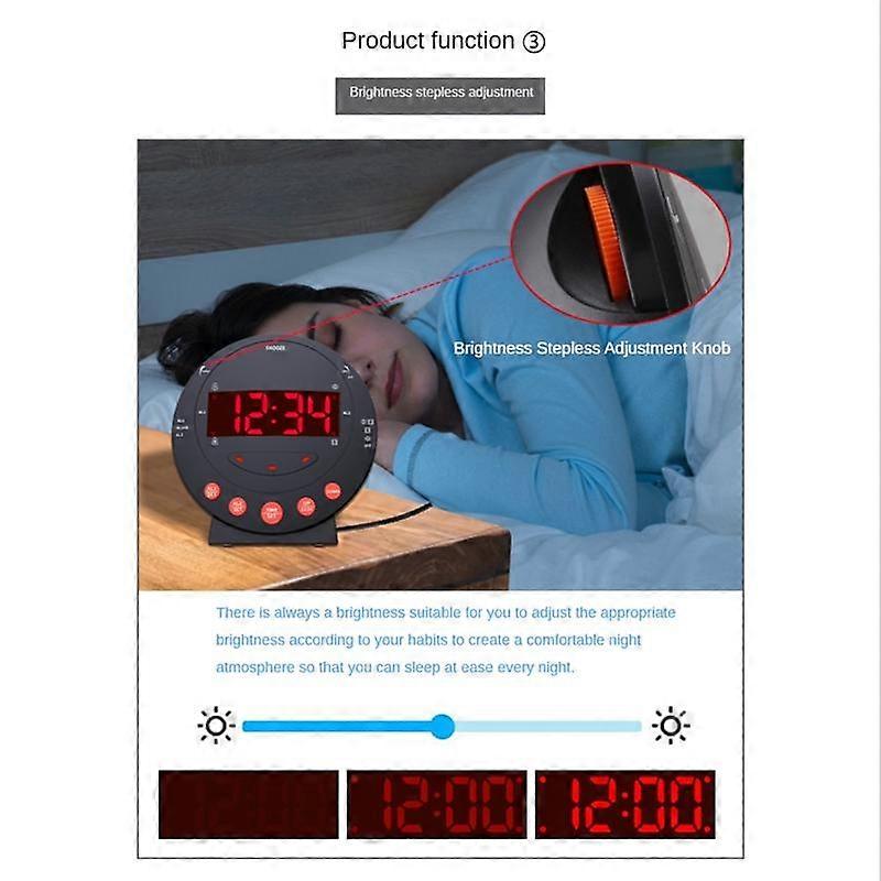 Powerful Vibration Alarm Clock Elderly Deaf Home Digital Extra Loud ...