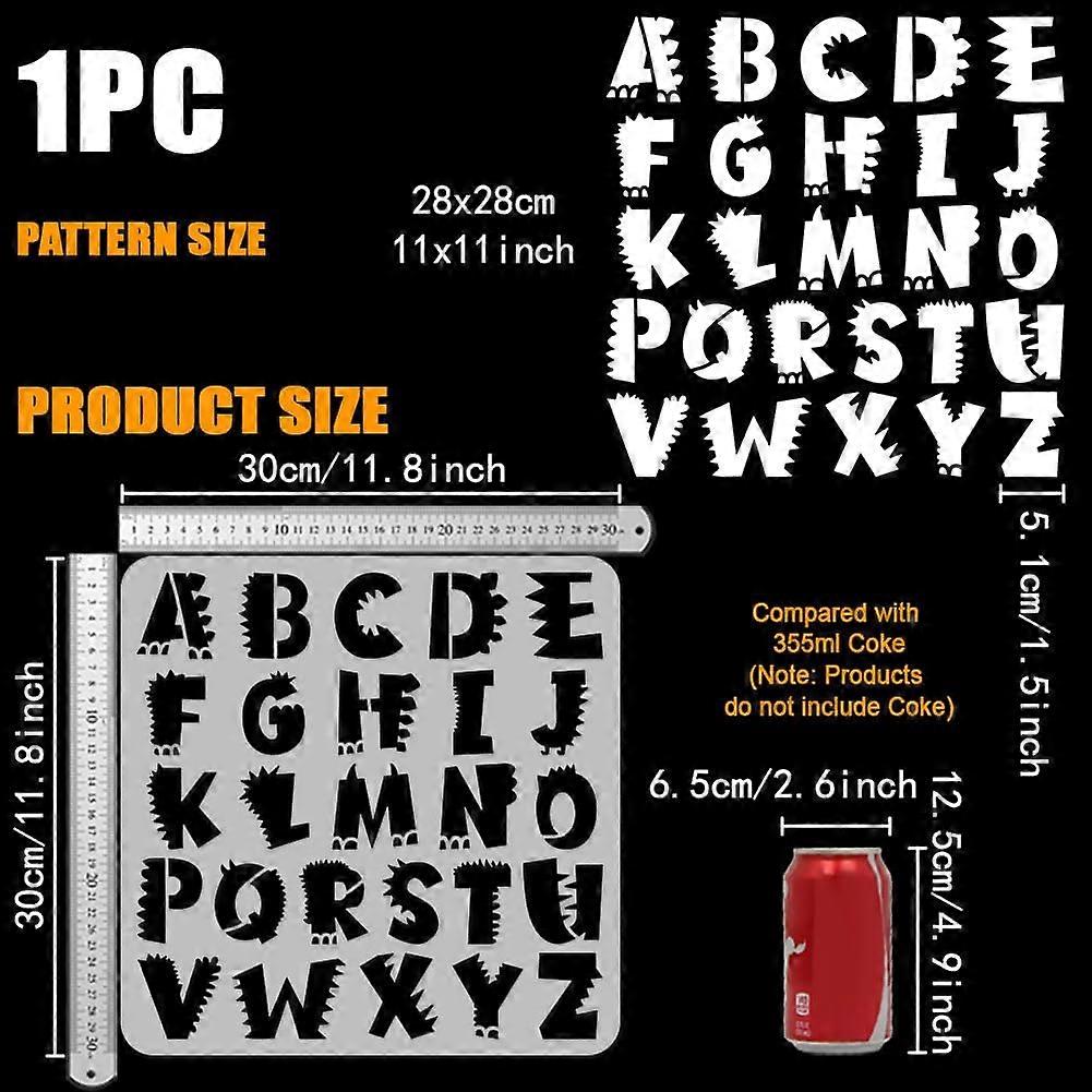 Dinosaur Alphabet Stencil for Painting 11.8x11.8 inch 26 English ...