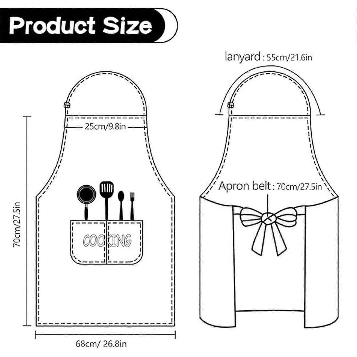 2 pieces black kitchen beige, man woman apron with 2 pockets, chef ...