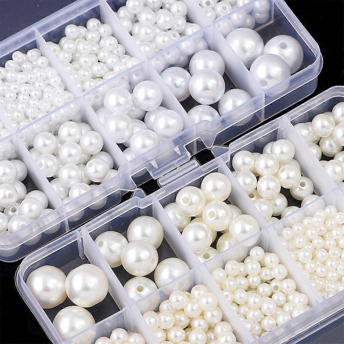 10 cells 3/4/5/6/8/10/12/14mm ABS Pearl Beads Imitation Pearl Material ...