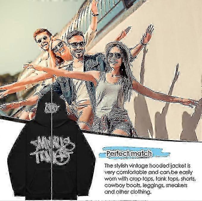 Men's Minus-two Zip Hoodie, Y2k Hip Hop Streetwear Casual Jacket ...