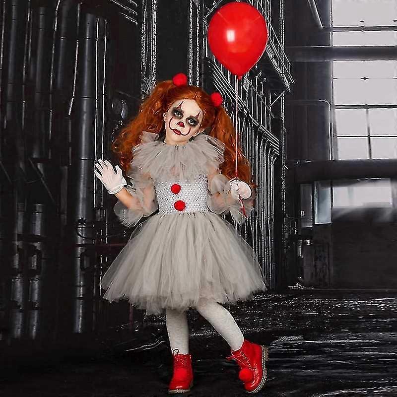 Clowns Girls Halloween Cosplay Party Costume Mesh Princess Dress ...