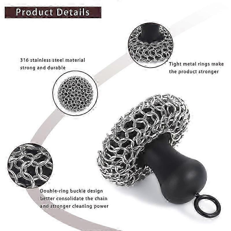 Cast Iron Chainmail Scrubber + Pan Scraper, Stainless Steel Skillet ...