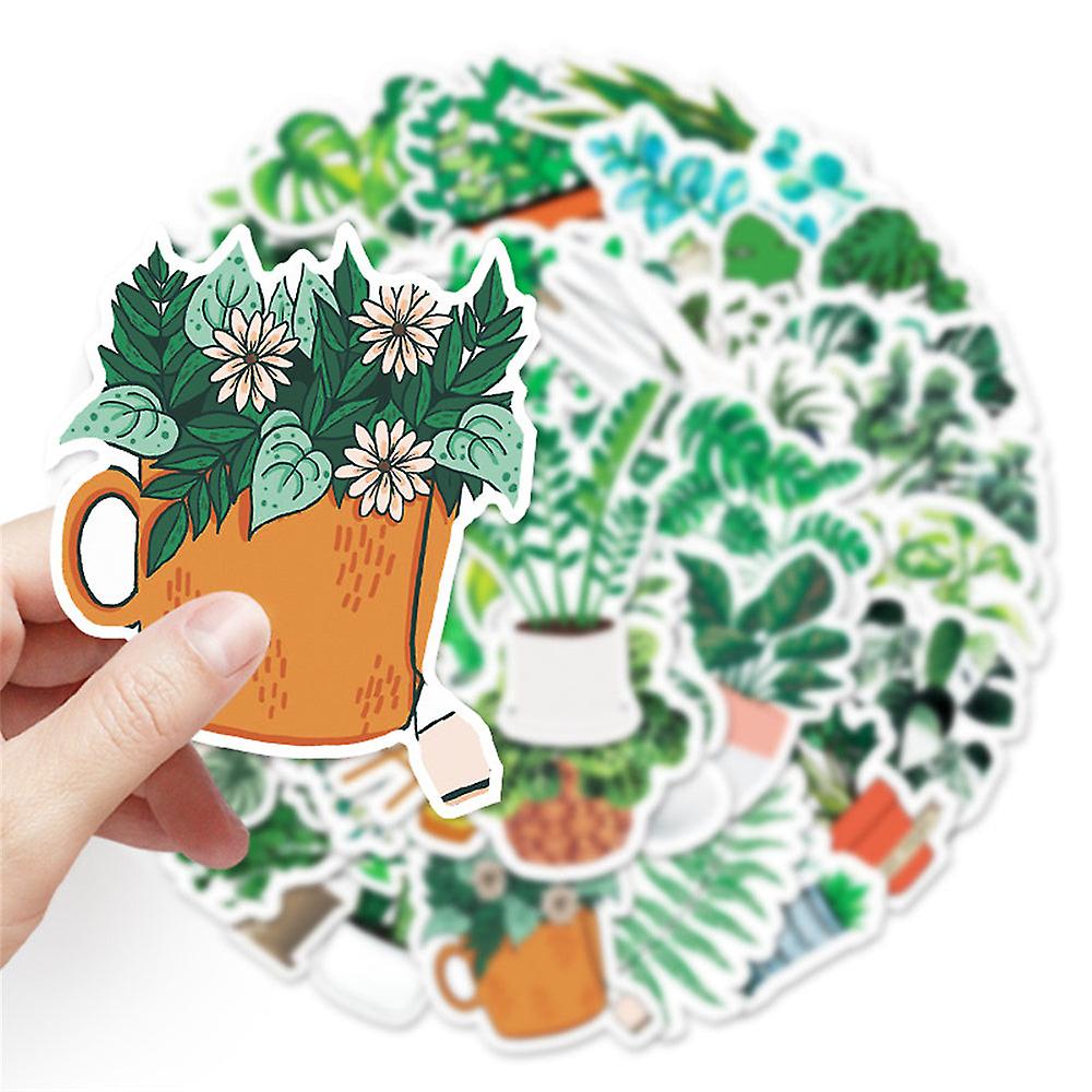 50Pcs cartoon green plants ins wind decorative plant graffiti stickers ...