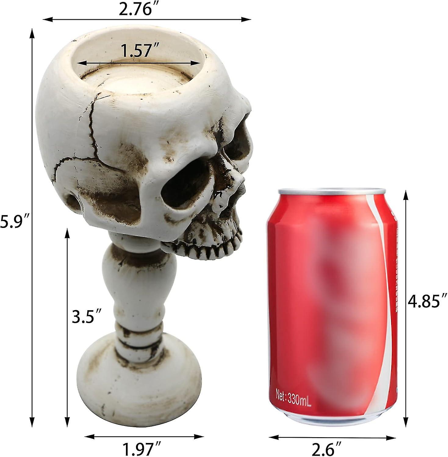 Skull Candle Holder - Tabletop Cranium Skeleton Head Candlestick Retro ...