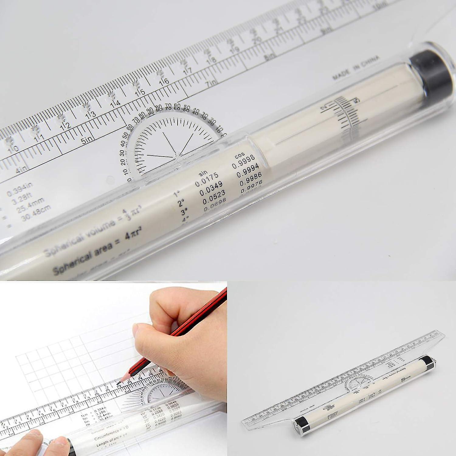 Plastic Measuring Rolling Ruler, Pack of 2, Multifunctional Measuring ...