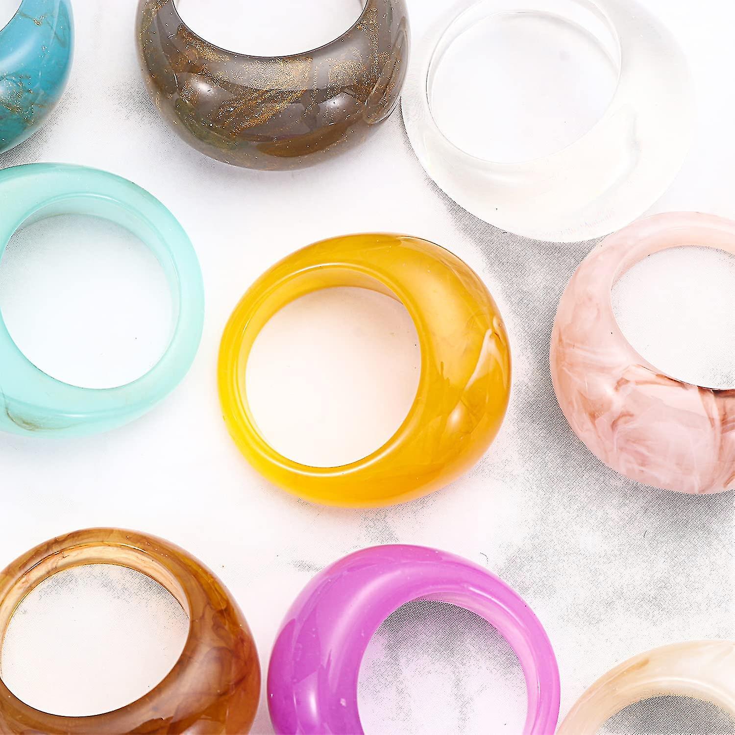 12 Pieces Vintage Resin Acrylic Diamond Rings Colorful Index Finger ...