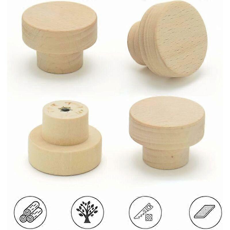 12 Pieces Natural Wood Furniture Knob, Wooden Drawer Knobs, Wooden Furniture Handle, Round ...