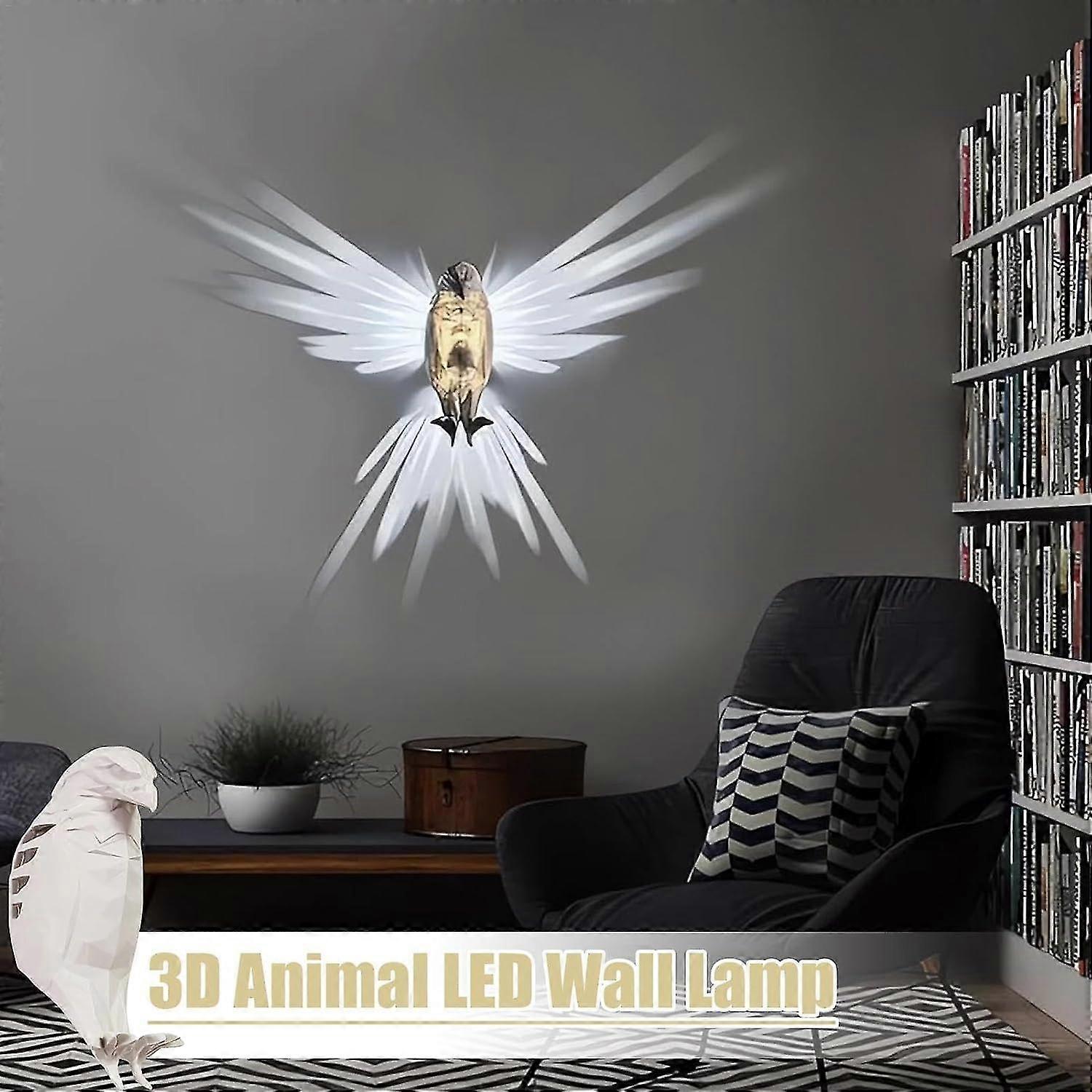 3D Animal LED Wall Lamp - Sleep Night Owl Wall Light - Animal Statue ...