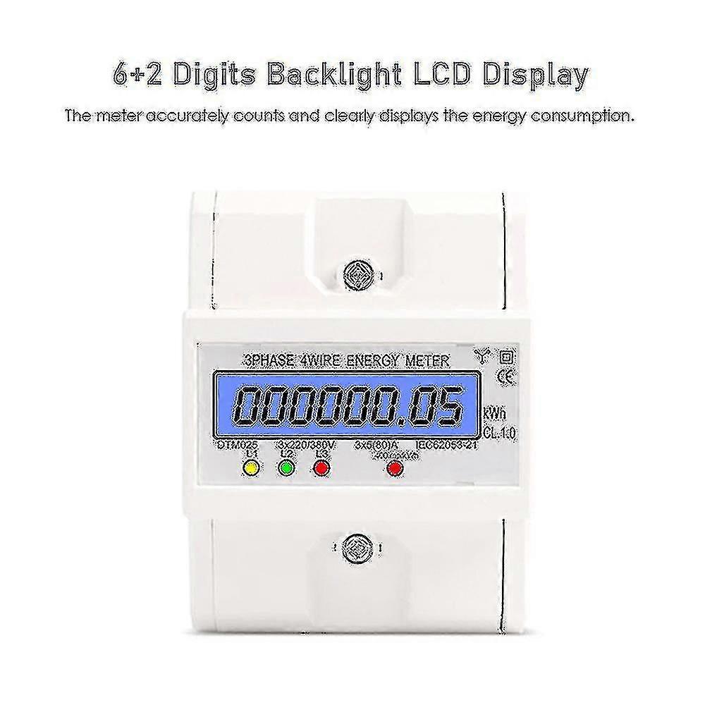 3 Phase 4 Wire Energy Meter 220/380v 5-80a Energy Consumption Kwh Meter ...