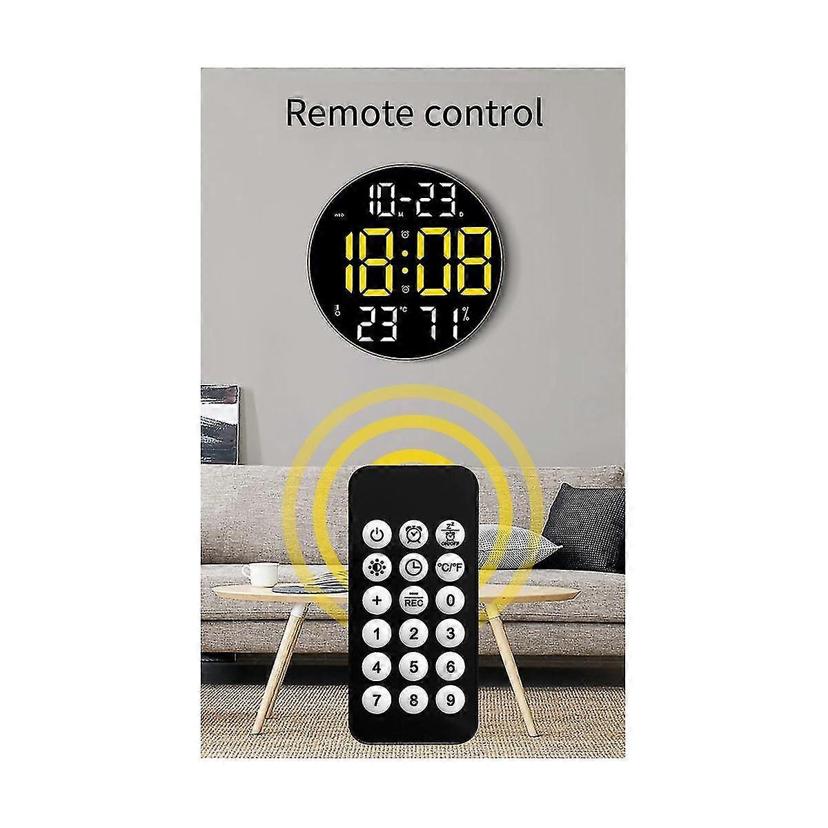 Ambient Light 12 Inch Big Screen Multifunction Clock Simple Living Room Wall Clock Led Wall ...