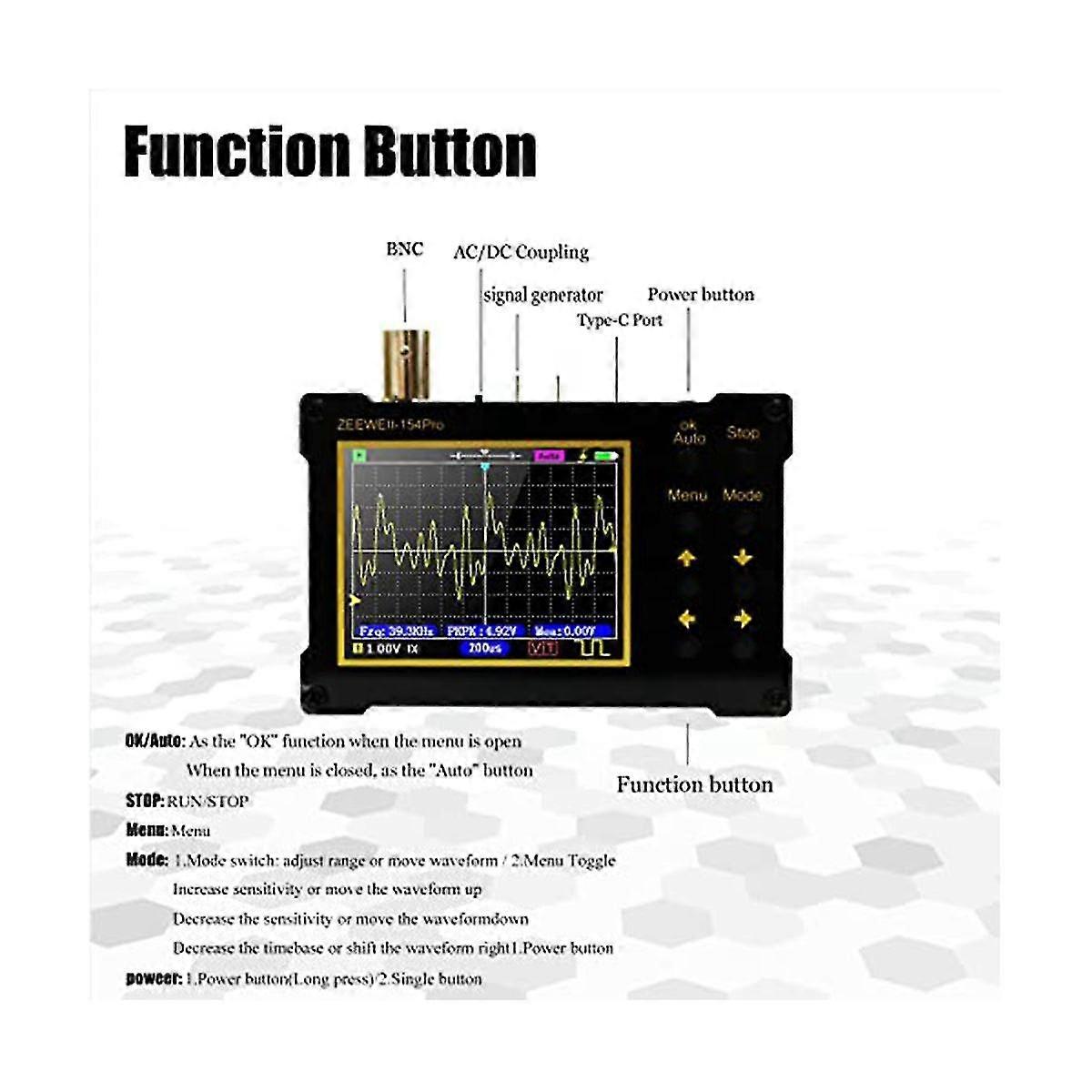 2 in 1 Handheld Oscilloscope Signal Generator, 154 Pro 2.4Inch Digital Automotive Oscilloscope ...