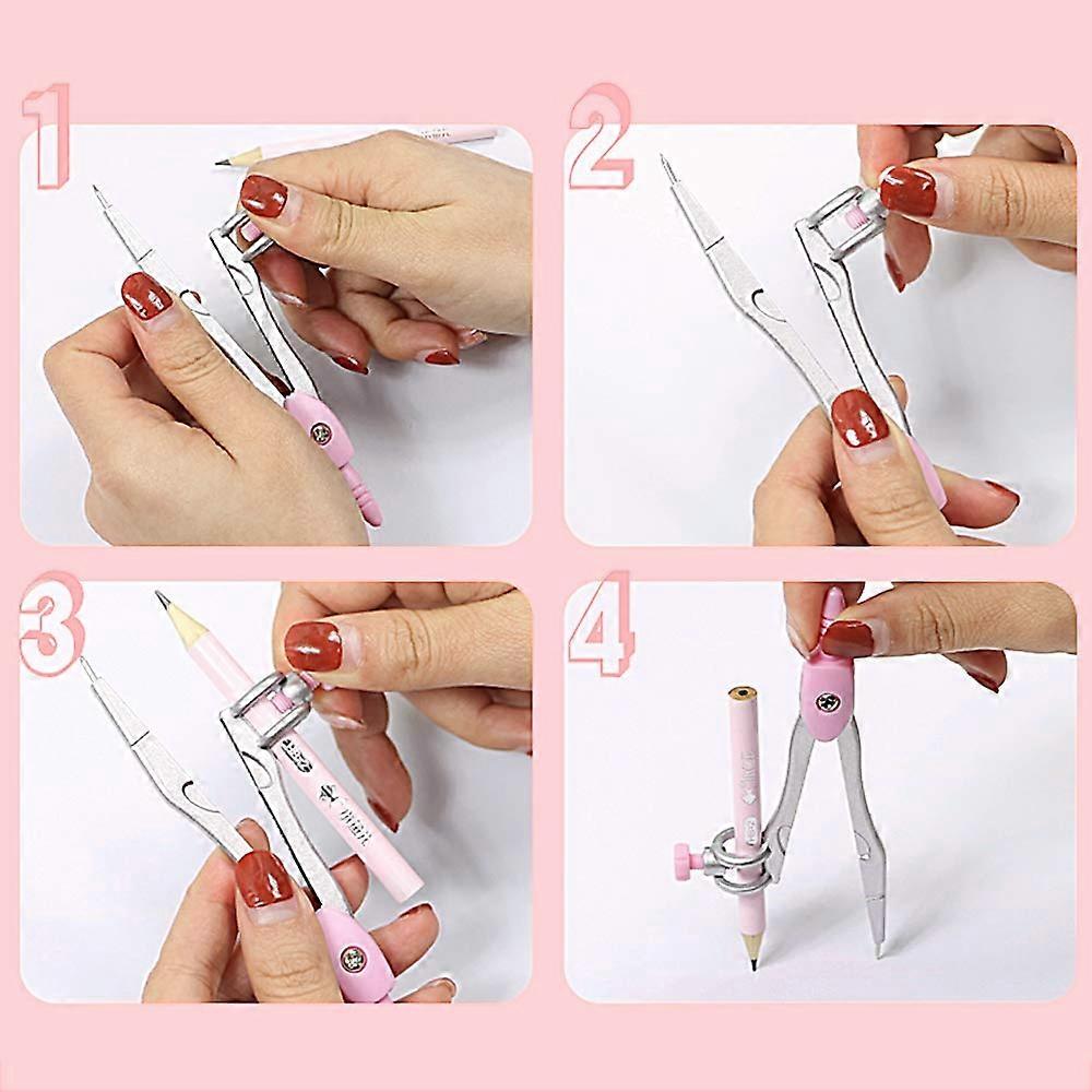 Maths Set, 8 PCS Geometry Sets, Metal Durable Outer Box Set, Protractor ...