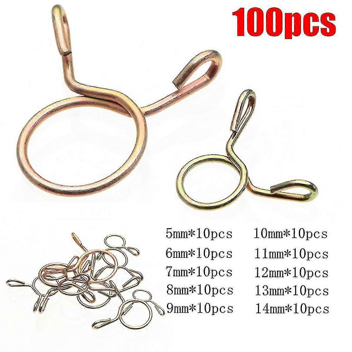 100pcs Hose Clamp Zinc Plated Spring Clips Hose Fuel Line Clamp For ...