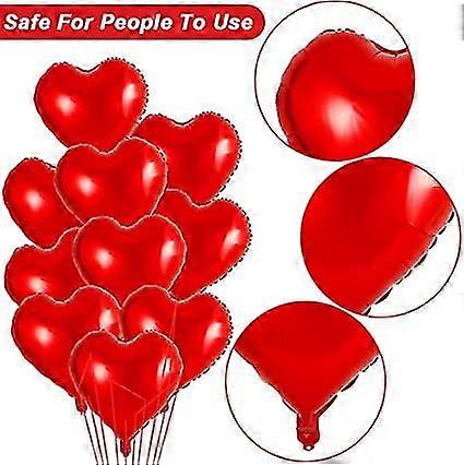 20 Pcs 18 Inch Heart Balloons, Heart Foil Balloons Red Helium Balloons ...