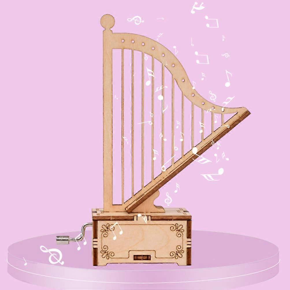 Developmental Wooden Music Box Harp Music Box Cut Wood Music Box ...