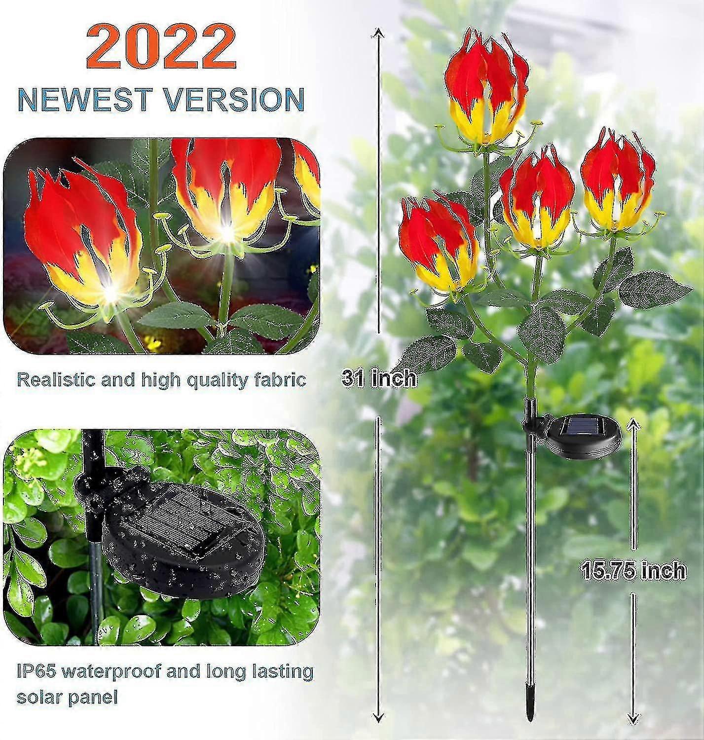2pcs En Solar S, Flame Lily Flower Solar Stake S, Ip65 , For Pathway ...