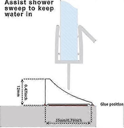 2m Silicone Shower Threshold Water Dam Wet Room Floor Barrier, Shower ...
