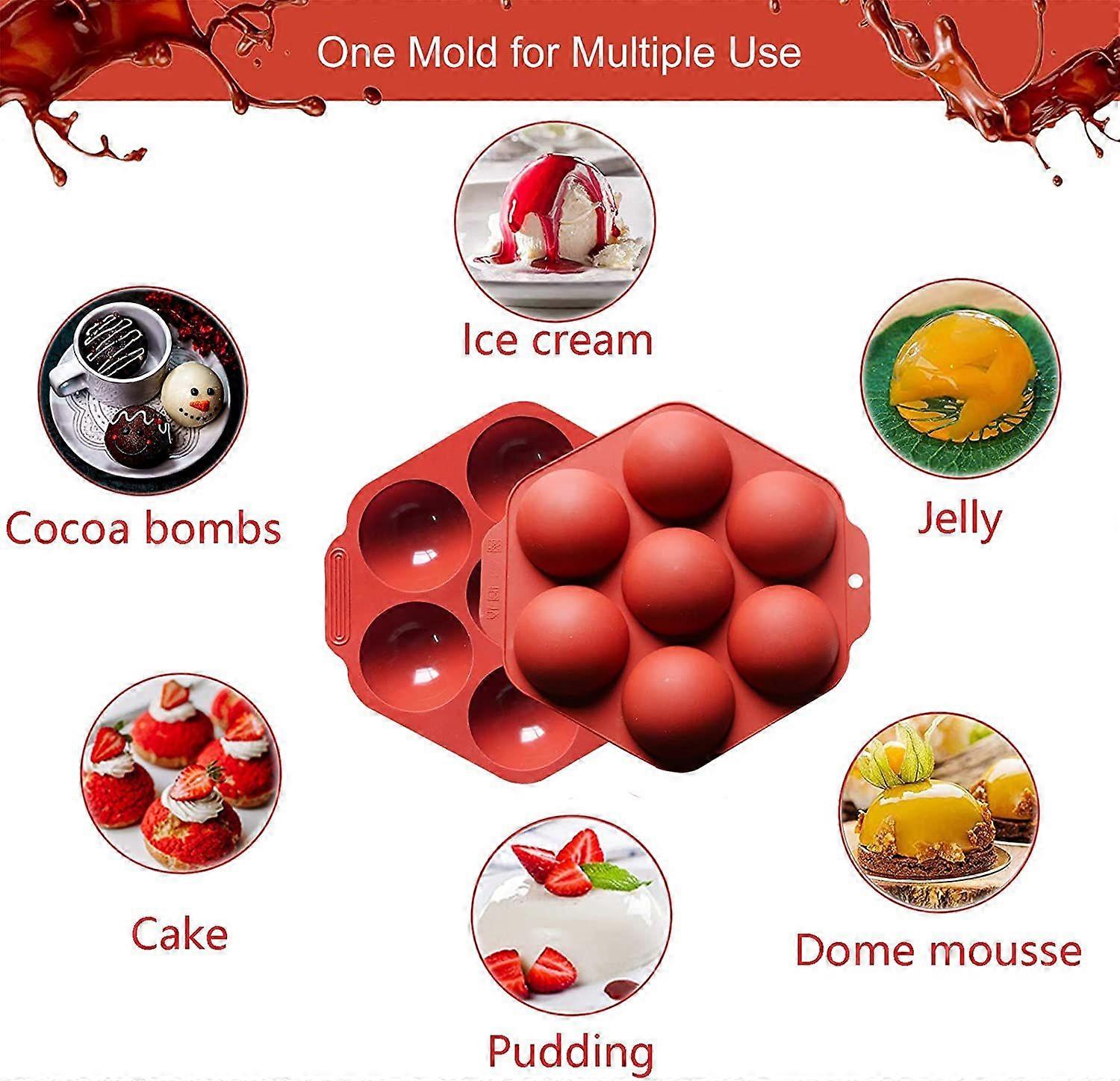 Large 7 Holes Hot Chocolate Bomb Mold, Silicone Molds for Making Hot ...